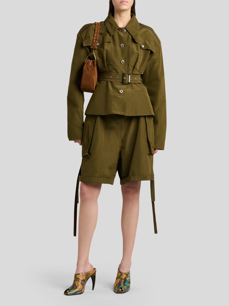 ALEXANDER MCQUEEN belted crop trench jacket